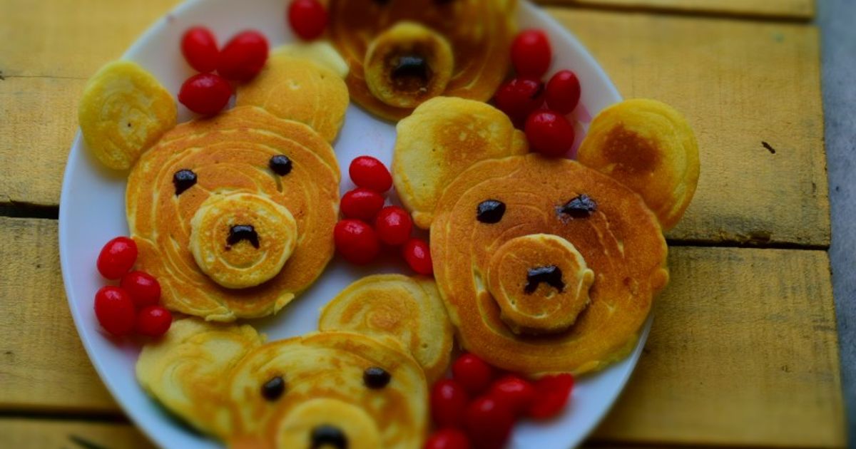 Eggless Teddy Pancakes Recipe by Manami Sadhukhan Chowdhury