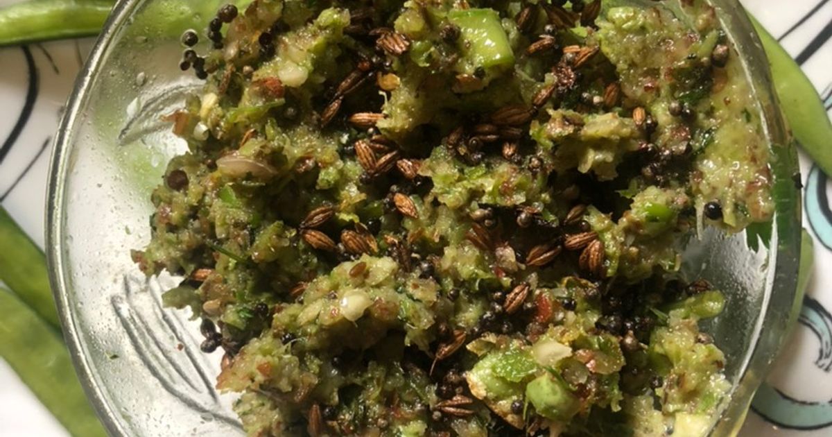 Green Chill And Cluster Beans Chatani (Thecha) Recipe by Shobha ...