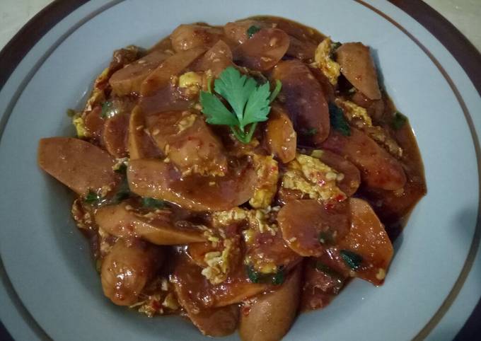 Resep Tumis sosis telur pedas manis oleh Dona Fitria - Cookpad