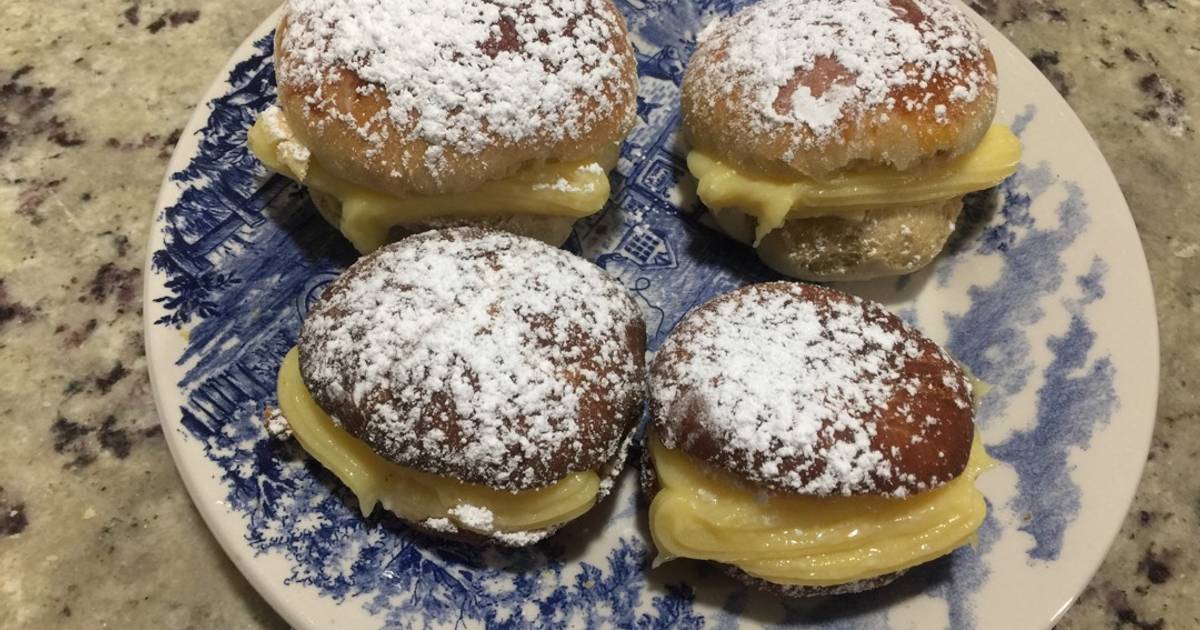 Berlinés con crema Pastelera Receta de tamaracrrz- Cookpad