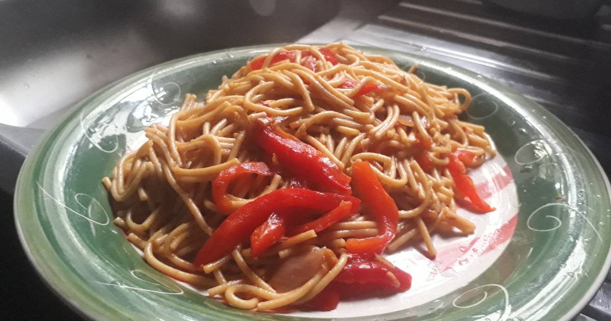 Spagetti with bell pepper Recipe by Sou - Cookpad