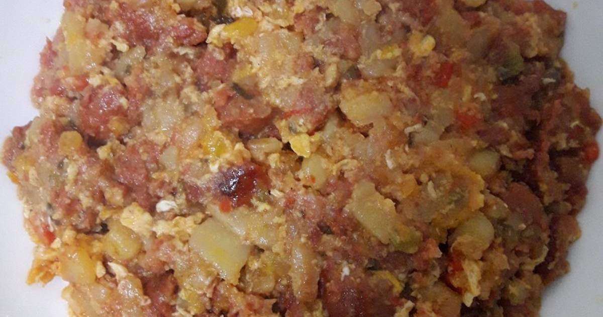 Revuelto de picadillo de chorizo con patata y pimiento Receta de Teresa ...