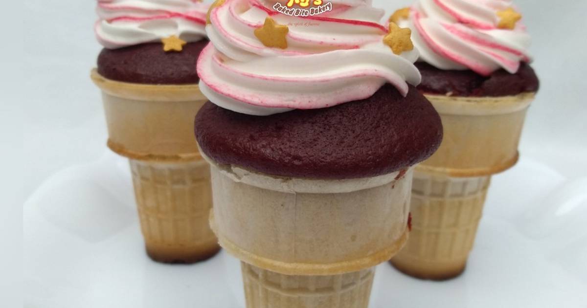 Ice cream cone red velvet cake Recipe by Hussaina Abdullahee - Cookpad