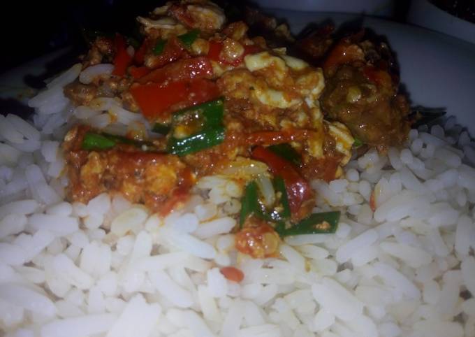 White rice and egg sauce Recipe by Fendo(Mrs). - Cookpad