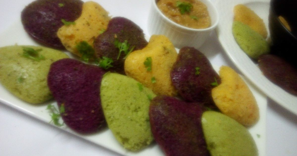 Palak,Beet And Carrot Idli Recipe by Chandu Pugalia - Cookpad