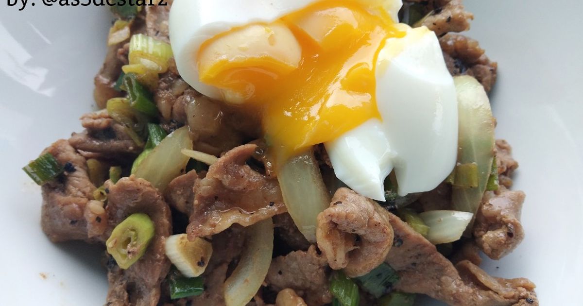 Resep Gyudon + Onsen Tamago A.K.A Beef Yakiniku oleh Astrina ...