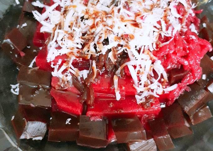 Resep #Astaganaga puding buah naga mix coklat toping keju oleh Yeny ...