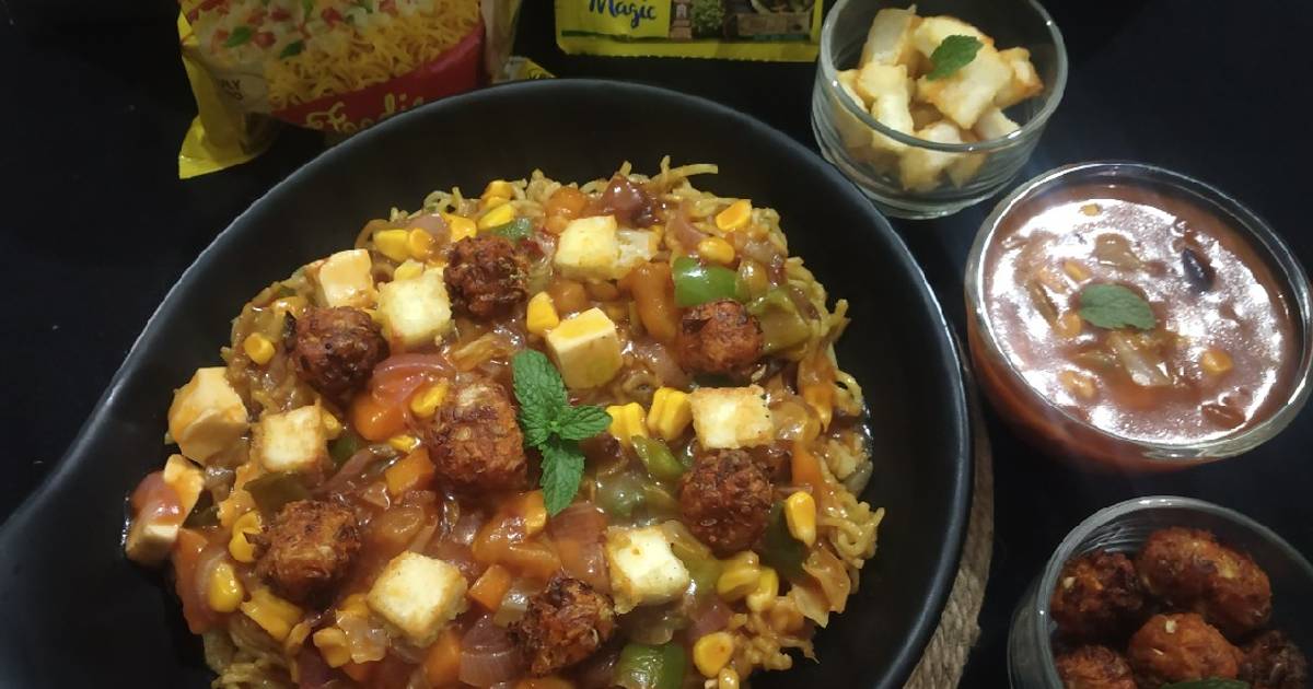 Avani Parmar દ્વારા રેસીપી ત્રીપલ સેઝવાન મેગી (Triple Schezwan Maggi ...