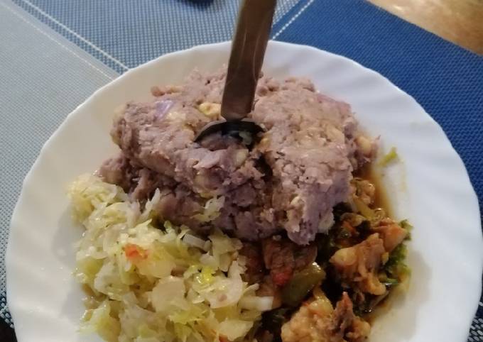 #themechallenge arrow roots, beans and maize mukimo served beef Recipe ...