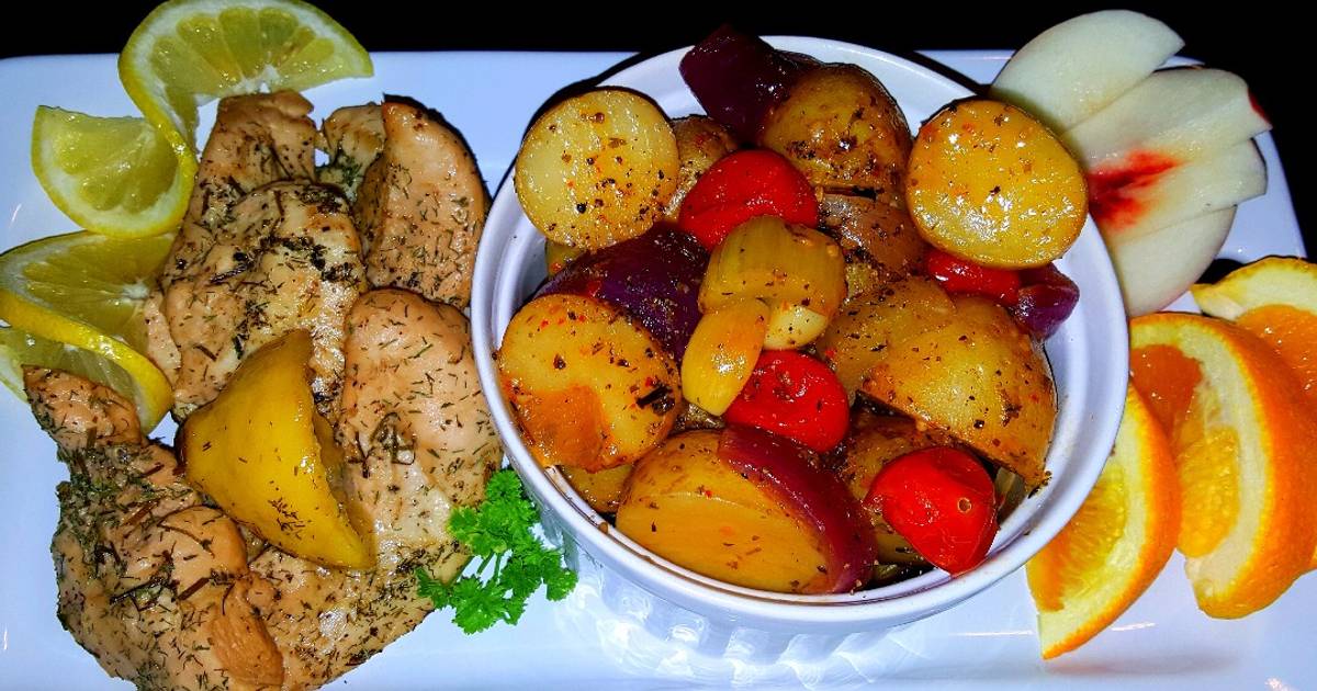Mike's Lemon Chicken & Sweet Garlic Baby Spuds Recipe by MMOBRIEN - Cookpad