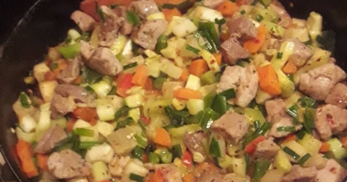 Carne de cerdo con verduras salteadas - 115 recetas caseras- Cookpad