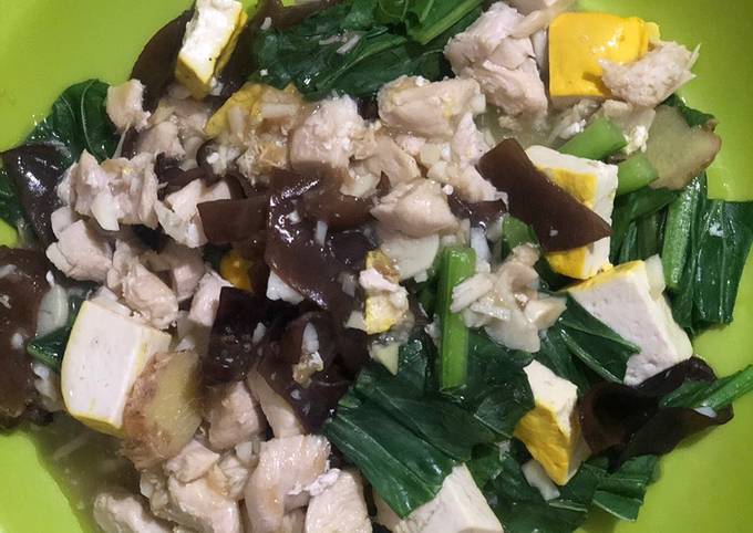 Resep Ayam tahu jamur sawi - Menu diet oleh Novi - Cookpad