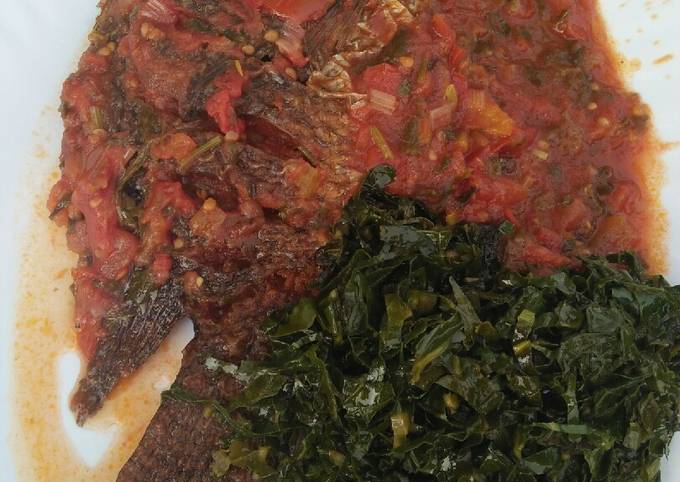 Wet fried fish with kales Recipe by Shalon viola - Cookpad