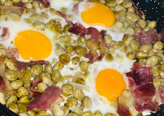 Habas con jamón y huevo Receta de Tatuando paladares 🥘🌮🥮🍮🥗- Cookpad