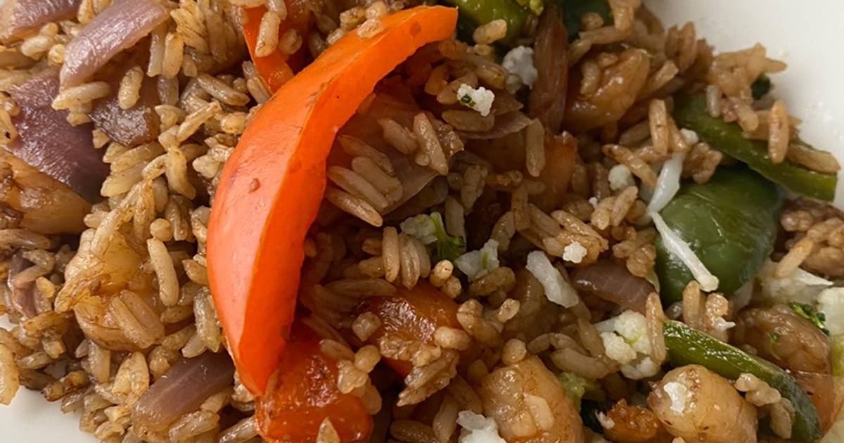 Arroz salteado con verduras y camarones Receta de Paulette- Cookpad