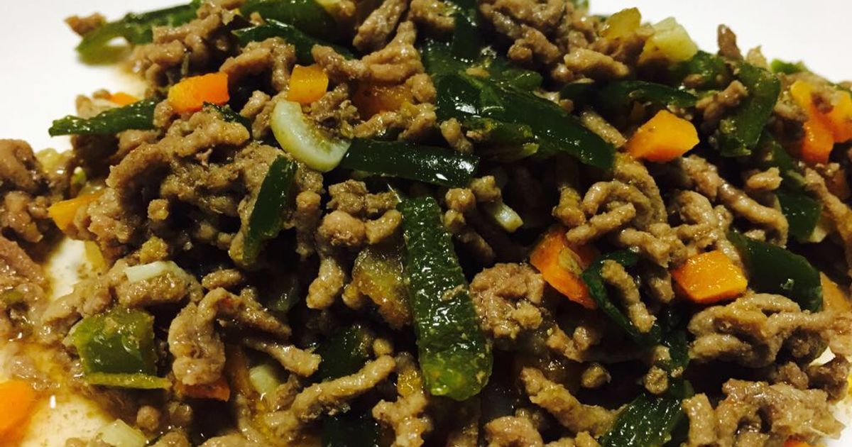 Minced Meat With Green Bell Peppers Recipe By Muasa リリアン Lillian