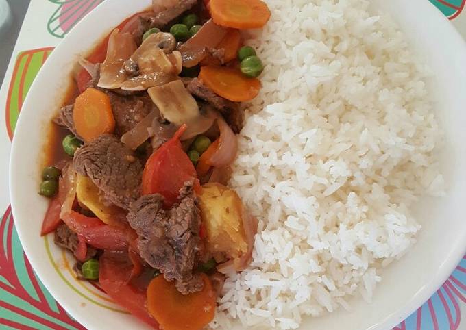 Saltado de carne con champiñones Receta de Eduardo MC- Cookpad