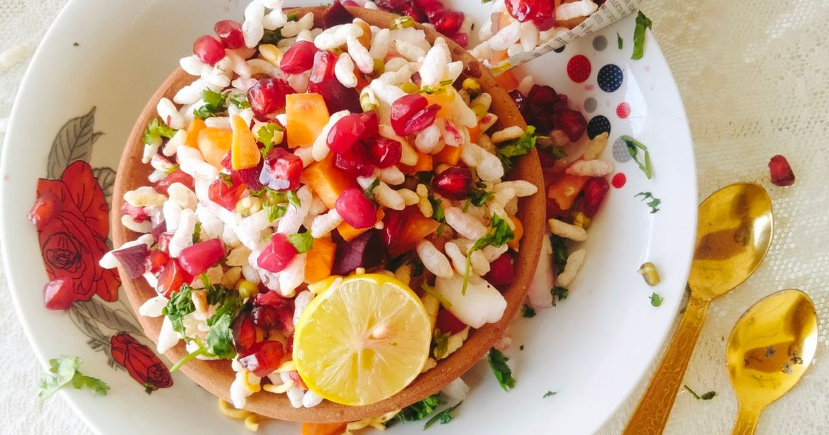 Diet Bhel (Puffed Rice Sprout With Fruit Bhel) Guilt Free Snacks Recipe ...