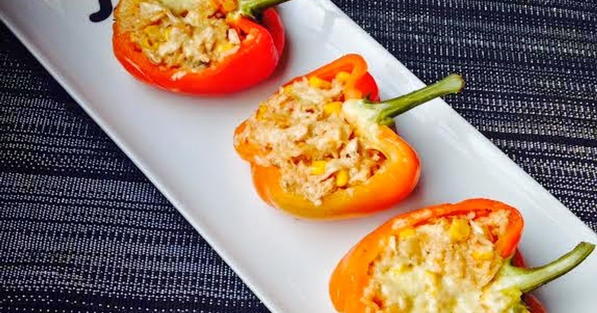 Stuffed Capsicum With Chicken And Rice Recipe by Beula Pandian Thomas ...