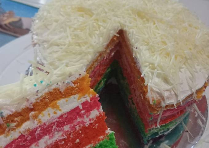 Resep Rainbow cake oleh Alda Octavia silvi - Cookpad
