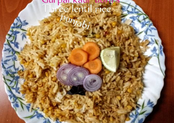 Punjabi three lentil rice 🍚 Recipe by Gurpal kaur Ubhi - Cookpad