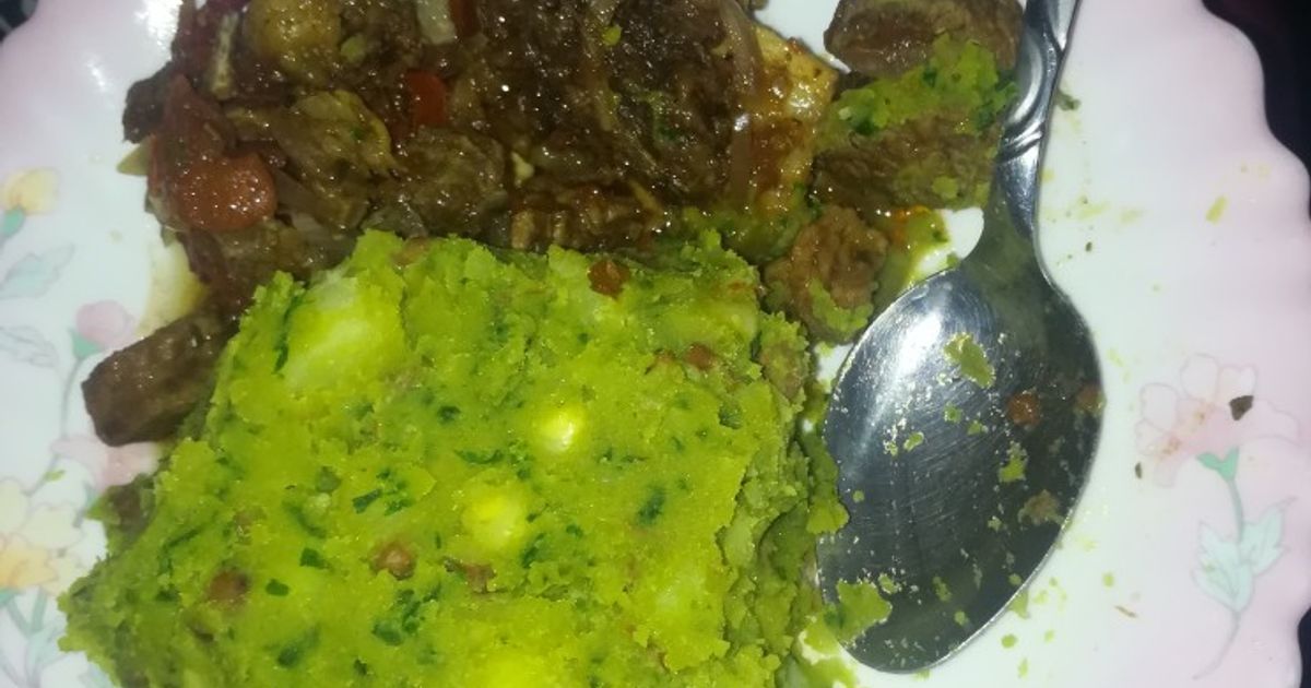 Mashed Potatoes,Added Some Kunde And Pumpkin Leaves Recipe by Nyaga Fai ...