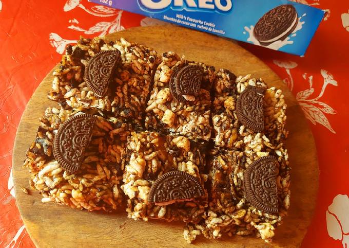 Oreo rice crispes bar Recipe by Syeda Sarah Taha - Cookpad