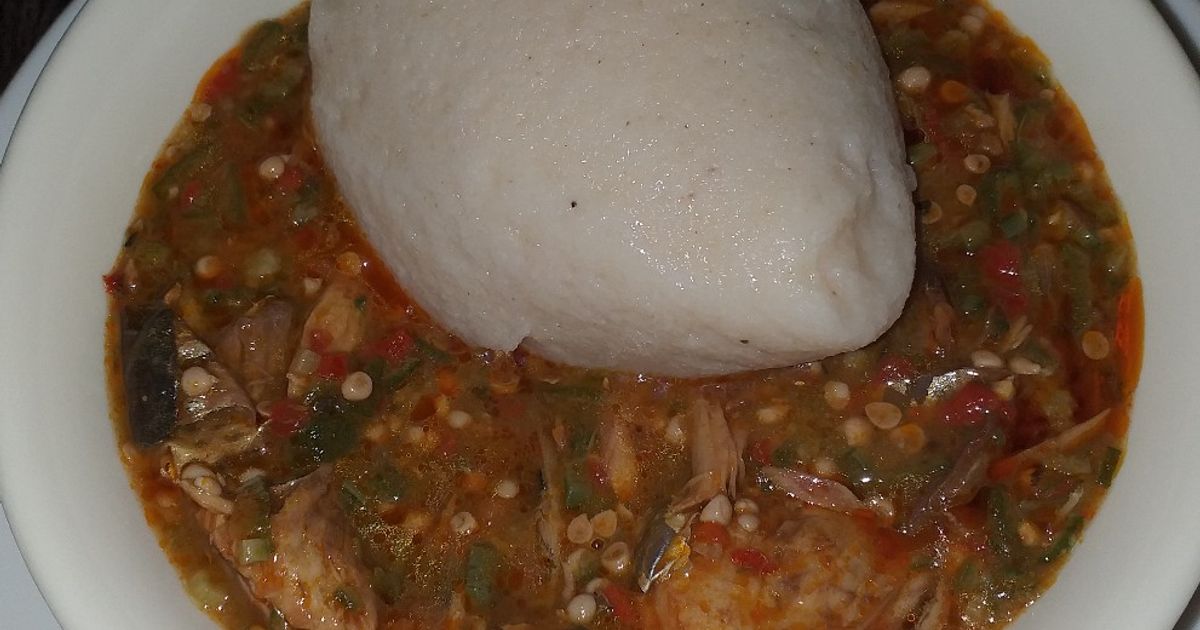 Maize And Cassava Swallow With Okro Soup Recipe by Fatima Dewa - Cookpad