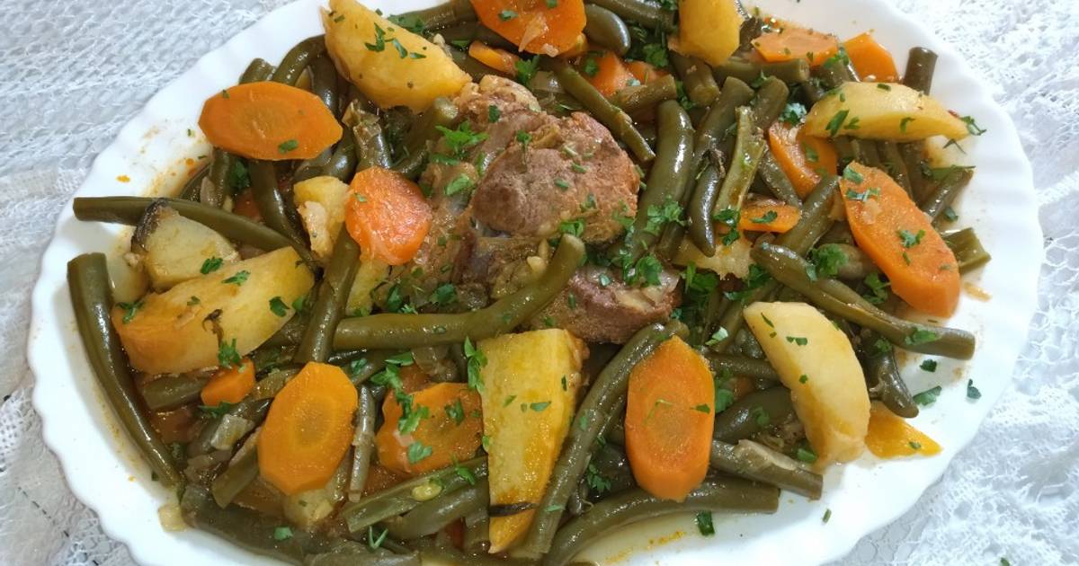 طريقة عمل جواز لوبيا خضراء باللحم مرقة حمراء على اصولها بطريقة سهلة ...