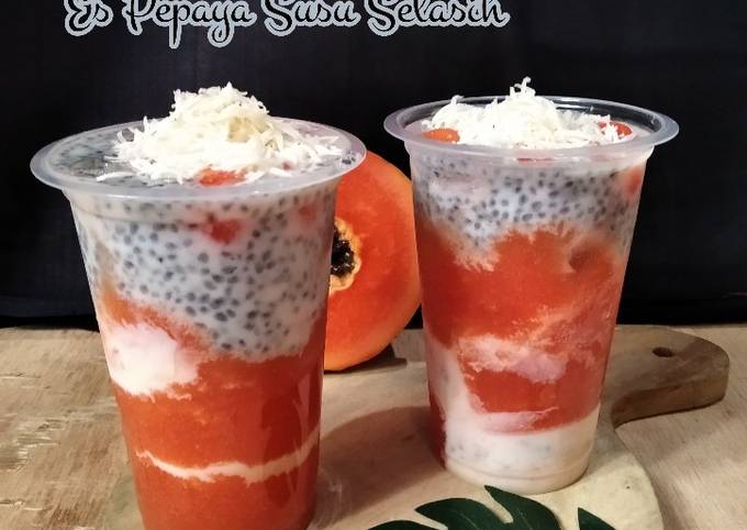 Resep *Es Pepaya Susu Selasih* oleh ati dewanthi - Cookpad