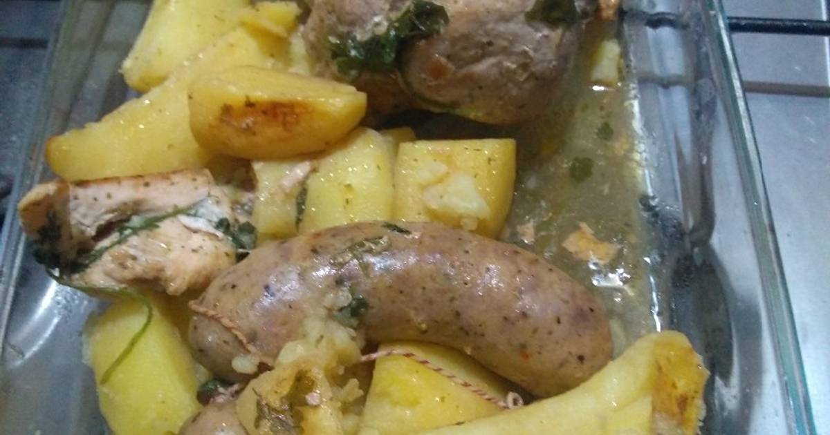 Bondiolita de chancho con chori papas a la bolsa de ajo, cebolla Receta ...