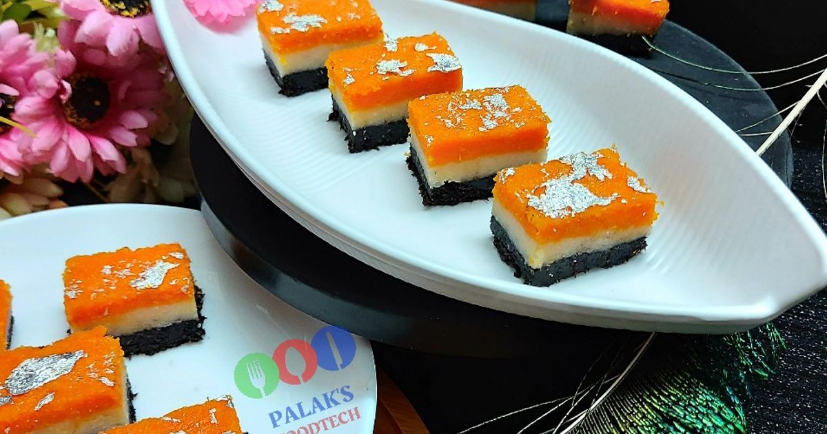Non Fire Tricolor Coconut Burfi Recipe by Palak Sheth - Cookpad