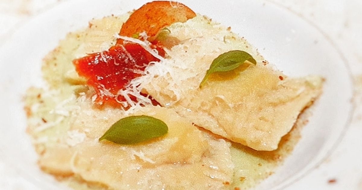 Serrano Ham Ravioli With Herb Cream On Cauliflower Puree Recipe by ...