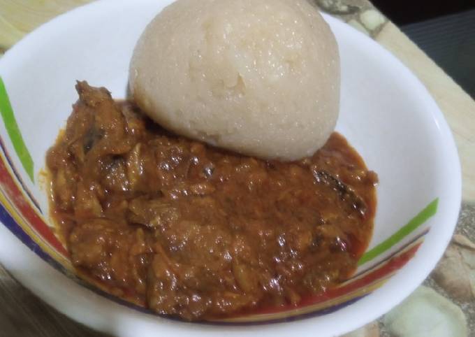 Eba with Fish sauce Recipe by Asmee's Cuisine - Cookpad