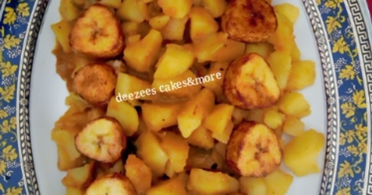 Stir Fry Irish Potatoes&Plantain Recipe by Deezees Cakes&more - Cookpad