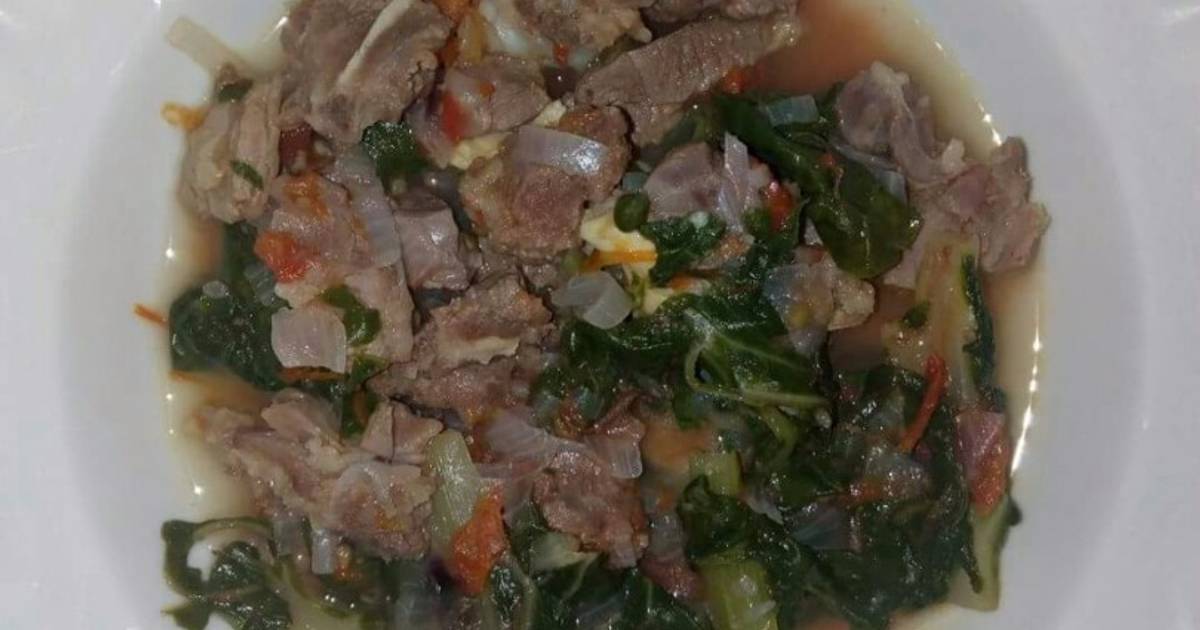 Boiled goat and spinach Recipe by Chris M - Cookpad