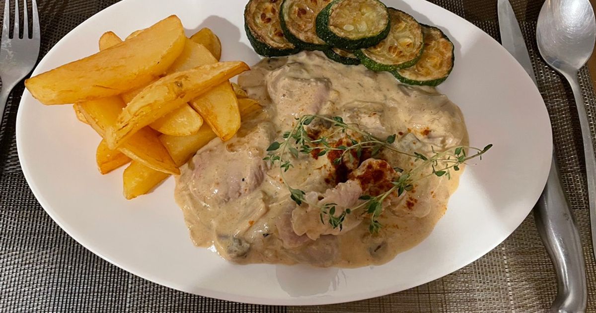 Wow !!! Swiss (Zurich) Pork With Mushroom Cream Sauce Recipe By Farang31