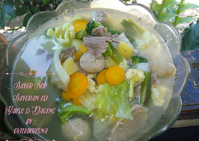 Resep Sayur Sop Sayuran isi Bakso dan Daging oleh Ovilia Krisna (Ny ...