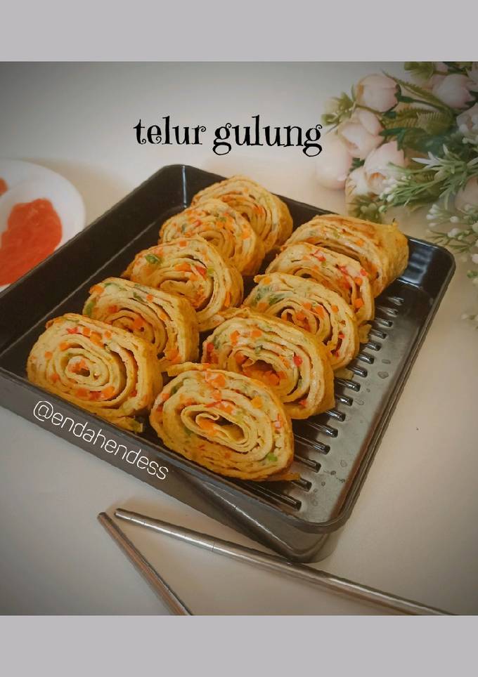 Resep Telur Gulung Korea, Gyeran Mari, Telur Dadar Gulung Sayur 💚 oleh Endah Mumpuni - Cookpad