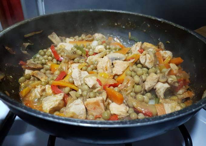 Pollo al wok con vegetales Receta de María Laura Agüin- Cookpad