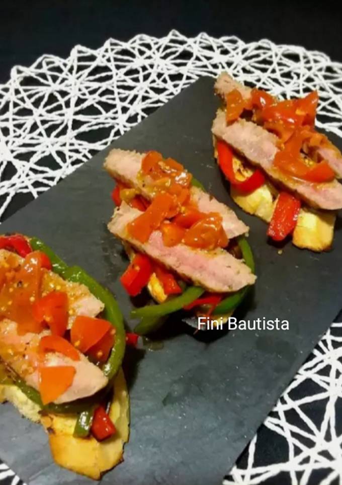 Pincho o tapa de atún con pimientos Receta de Fini Bautista Angulo- Cookpad