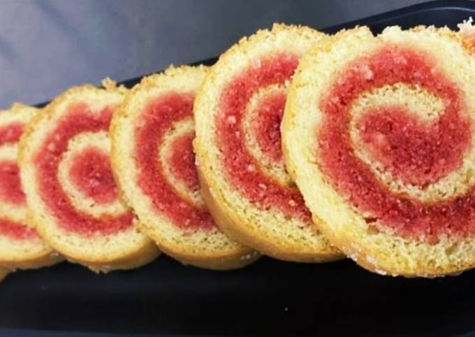 Coconut Pink Swiss Roll Recipe by Sarita Srivastava - Cookpad