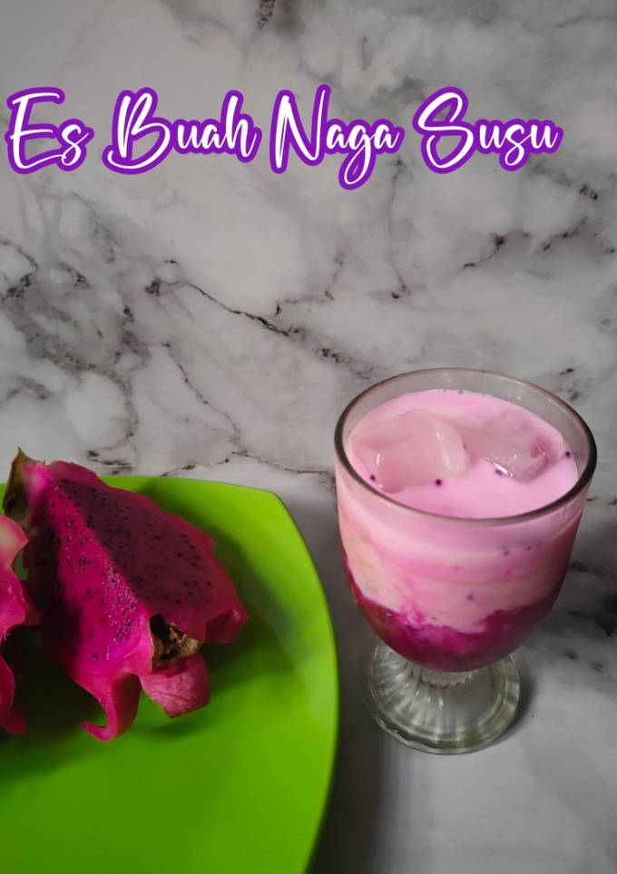 Resep 474. Es Buah Naga Susu feat Yakult oleh Santhywi Priyanto - Cookpad