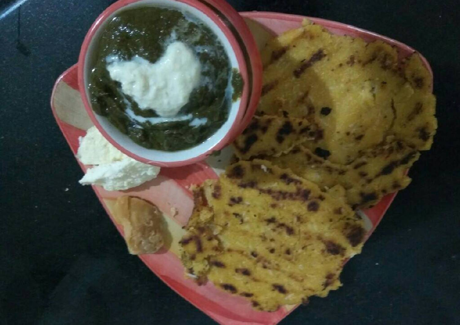 Punjabi dish sarson ka saag makki ki roti Recipe by Nivedita Sehgal ...