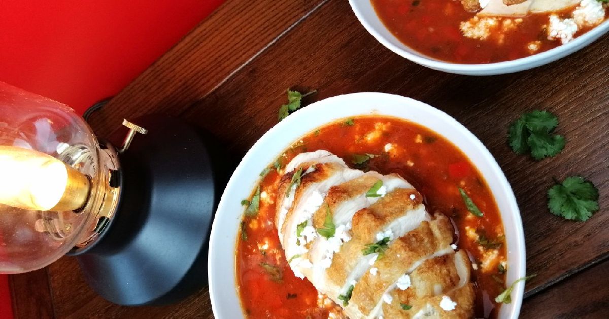 Mexican Tomato, Chicken And Refried Bean Soup Recipe by Fittest Chef ...