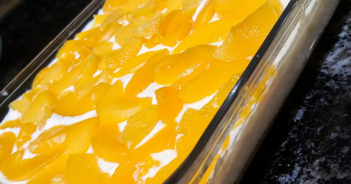 Postre De Durazno Con Crema Pastelera Receta de Katherine Blanco
