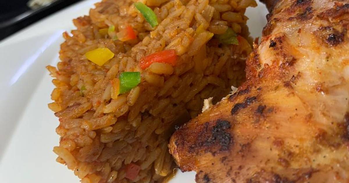 Jollof rice with grilled chicken Recipe by Dezy’s pastries & kitchen ...