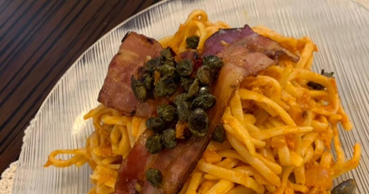 Pasta con tocineta y cebolla - 147 recetas caseras- Cookpad
