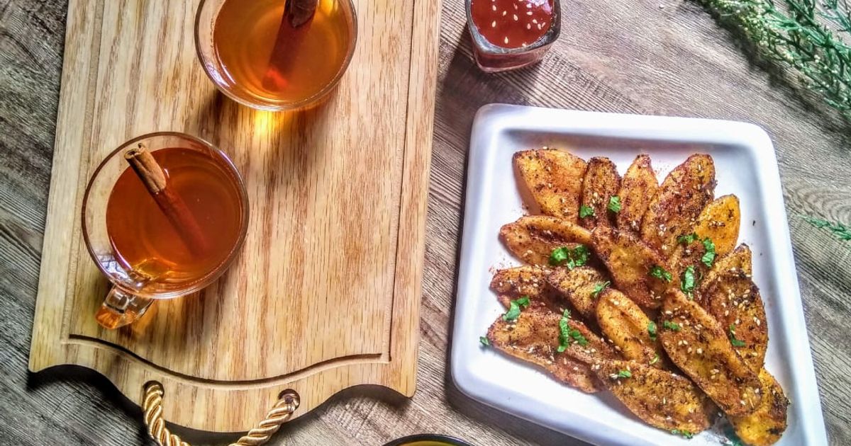 Masala Wedge Fries With Arabic Cinnamon Tea Recipe by Ifteebeen Safdar ...