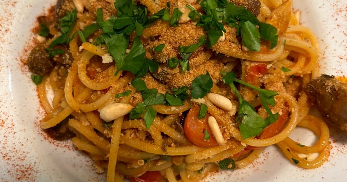 Pan Fried Spaghetti With Canned Mackerel Recipe By Paolobertoncin